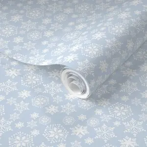 Spoonflower Snowflakes Winter Christmas Scandinavian And Traditional Wallpaper - Blue