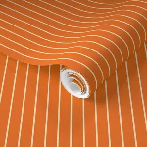 Spoonflower Orange Stripes Custom Pre-pasted Wallpaper - Orange,red