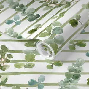 Spoonflower Green Clover Baby Shamrocks Irish Watercolor Custom Pre-pasted Wallpaper Green