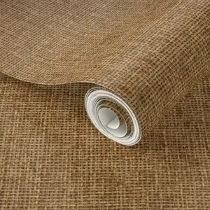 Spoonflower Tan Texture Jute Traditional Wallpaper - Tan,brown