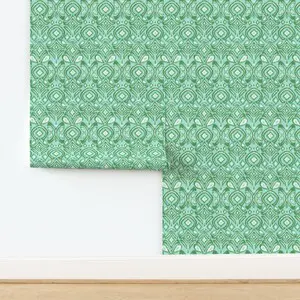 Spoonflower Flower Green Modern Abstract Mint Colourful Traditional Wallpaper