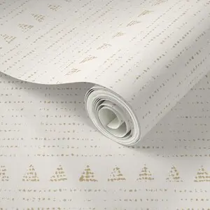 Spoonflower Stripe Modern Dot Light Custom Pre-pasted Wallpaper - Gray
