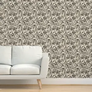 Spoonflower Junglia Charcoal 100% Natural Sisal Grasscloth Wallcovering