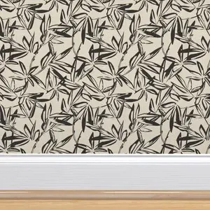 Spoonflower Junglia Charcoal 100% Natural Sisal Grasscloth Wallcovering