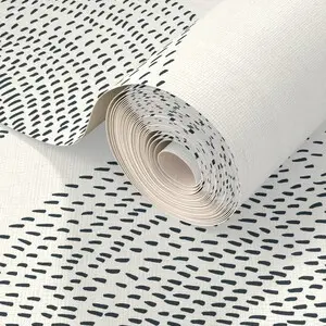 Spoonflower Jumbo Stripy Boho Drop Navy On White 100% Natural Sisal Grasscloth Wallcovering - Blue,white,navy