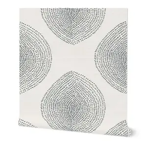 Spoonflower Jumbo Stripy Boho Drop Navy On White 100% Natural Sisal Grasscloth Wallcovering - Blue,white,navy