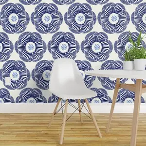 Spoonflower Flower Modern Hand Drawn Custom Pre-pasted Wallpaper