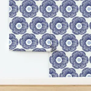 Spoonflower Flower Modern Hand Drawn Custom Pre-pasted Wallpaper