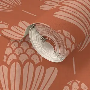 Spoonflower Pickerel Weed In Rust 100% Natural Sisal Grasscloth Wallcovering - Red