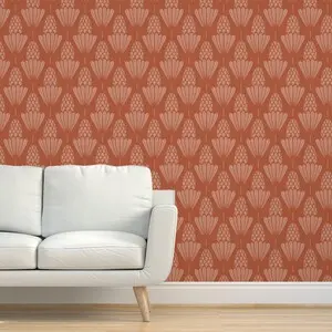 Spoonflower Pickerel Weed In Rust 100% Natural Sisal Grasscloth Wallcovering - Red