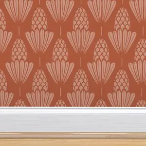 Spoonflower Pickerel Weed In Rust 100% Natural Sisal Grasscloth Wallcovering - Red