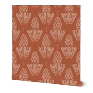 Spoonflower Pickerel Weed In Rust 100% Natural Sisal Grasscloth Wallcovering - Red