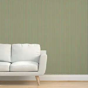 Spoonflower Petal Joy Narrow Ribbons Of Mustard With Candy And 100% Natural Sisal Grasscloth Wallcovering - Yellow