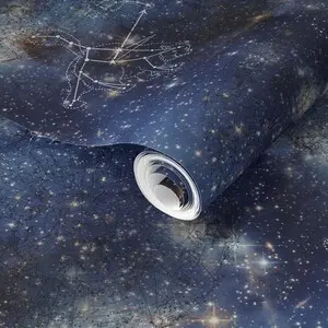 Spoonflower Space Big Dipper Night Sky Stars Blue Custom Removable Wallpaper - Blue,gray