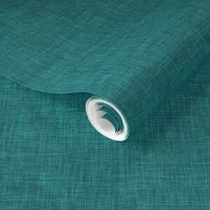 Spoonflower Teal Faux Textured Woven Look Coastal Simple Beach Traditional Wallpaper - Blue,teal