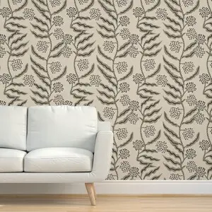 Spoonflower La Ville Vine Neutral 100% Natural Sisal Grasscloth Wallcovering - Beige