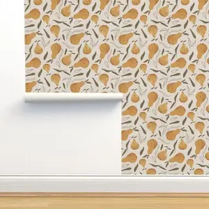 Spoonflower Pears 100% Natural Sisal Grasscloth Wallcovering