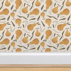 Spoonflower Pears 100% Natural Sisal Grasscloth Wallcovering