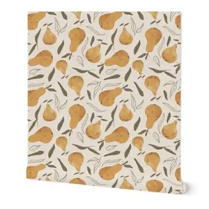 Spoonflower Pears 100% Natural Sisal Grasscloth Wallcovering