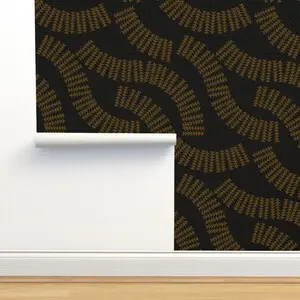 Spoonflower Kapa Waves Gold 100% Natural Sisal Grasscloth Wallcovering