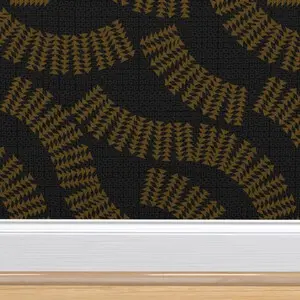 Spoonflower Kapa Waves Gold 100% Natural Sisal Grasscloth Wallcovering