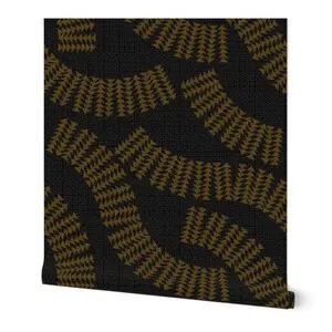 Spoonflower Kapa Waves Gold 100% Natural Sisal Grasscloth Wallcovering