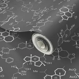 Spoonflower Molecule Science Chemistry Stem Scientist Custom Pre-pasted Wallpaper - Gray