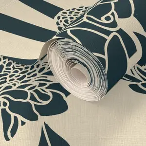 Spoonflower Jmedium Ust Hawaiian Torch Ginger Stalks Charcoal 100% Natural Sisal Grasscloth Wallcovering Gray