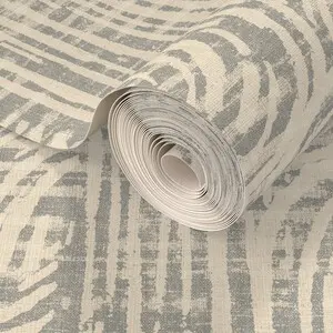 Spoonflower Kiah Grey 100% Natural Sisal Grasscloth Wallcovering - Gray