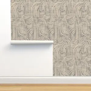 Spoonflower Kiah Grey 100% Natural Sisal Grasscloth Wallcovering