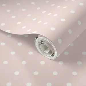 Spoonflower Pink Small Polka Dot Pastel Blush Mermaid Baby Traditional Wallpaper - Pink,gray