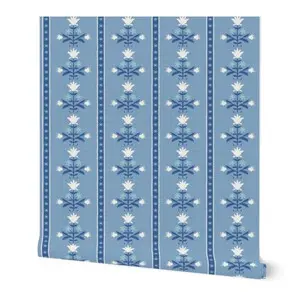 Spoonflower Chambray Navy Katie Tulip Indienne Stripe 100% Natural Sisal Grasscloth Wallcovering
