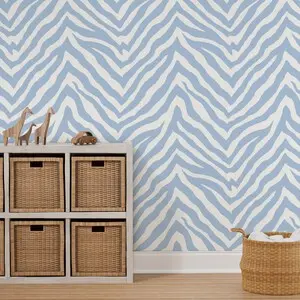 Spoonflower Blue Zebra Iddreamyblue19 Custom Removable Wallpaper