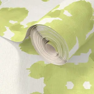 Spoonflower Citron Double Inkblot 100% Natural Sisal Grasscloth Wallcovering - Yellow