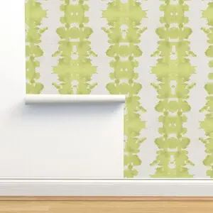 Spoonflower Citron Double Inkblot 100% Natural Sisal Grasscloth Wallcovering