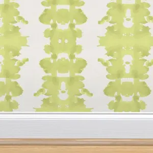 Spoonflower Citron Double Inkblot 100% Natural Sisal Grasscloth Wallcovering