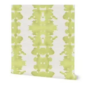 Spoonflower Citron Double Inkblot 100% Natural Sisal Grasscloth Wallcovering