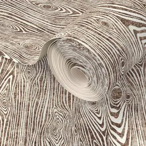 Spoonflower Woodgrain Brown Driftwood Wood Texture Decor Grain 100% Natural Sisal Grasscloth Wallcovering - Brown,beige