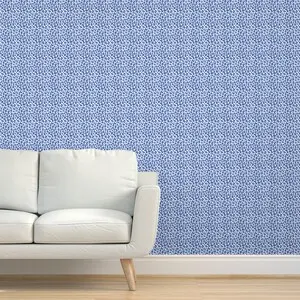 Spoonflower Small Leopard Print Custom Pre-pasted Wallpaper - Blue