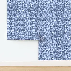 Spoonflower Small Leopard Print Custom Pre-pasted Wallpaper - Blue