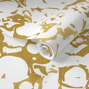 Spoonflower Gold Marble Shiny Marblelized Bubbles Custom Pre-pasted Wallpaper