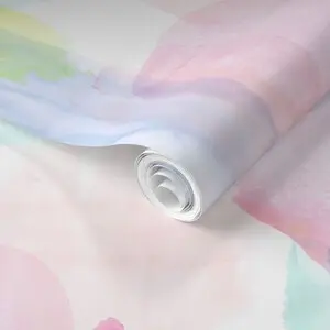 Spoonflower Watercolor Abstract Pastel Stars Custom Removable Wallpaper - Rainbow