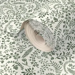 Spoonflower Kennebunkport On White 100% Natural Sisal Grasscloth Wallcovering - Green