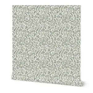 Spoonflower Kennebunkport On White 100% Natural Sisal Grasscloth Wallcovering - Green