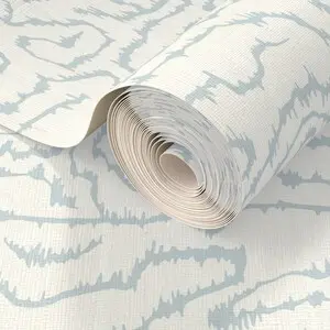 Spoonflower Large Heatwave Soft On White 100% Natural Sisal Grasscloth Wallcovering - Blue