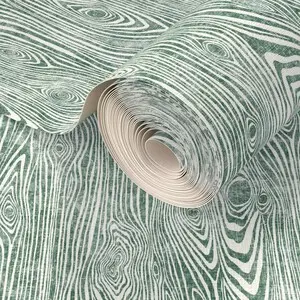 Spoonflower Woodgrain Dark Green Driftwood Wood Grain Rustic 100% Natural Sisal Grasscloth Wallcovering - Green,mint,gray