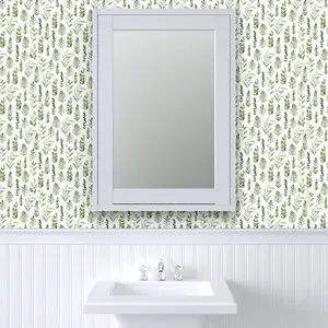 Spoonflower Leaves Nature Leaf Plant Spring Summer Custom Pre-pasted Wallpaper