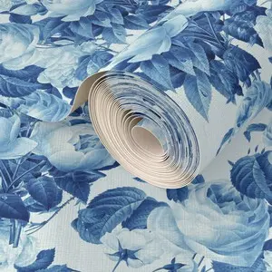 Spoonflower Classic Floral Large Pattern 100% Natural Sisal Grasscloth Wallcovering