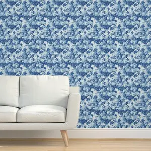Spoonflower Classic Floral Large Pattern 100% Natural Sisal Grasscloth Wallcovering