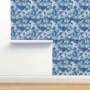 Spoonflower Classic Floral Large Pattern 100% Natural Sisal Grasscloth Wallcovering